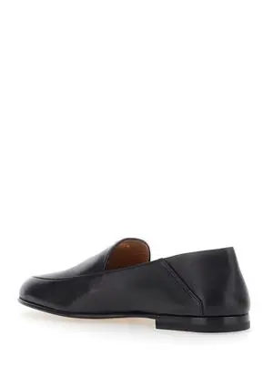 TOD'S Black Loafers With Logo Lettering Plate On The Front In Smooth Leather For - Multicolor