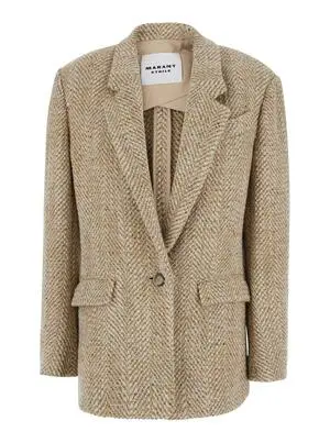 ISABEL MARANT ÉTOILE Isabel Marant Etoile Women 'Parly' Beige Single-Breasted Jacket With Notched Revers And Geometric Motif In Blend Wool For Women