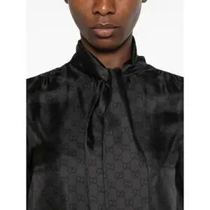 Gucci Silk Gg Supreme Pussy-bow Blouse