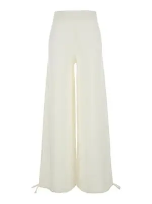 Max Mara Max Mara Women 'Nigeria' White Pants With Elastic Waist And Wide Leg In Wool Woman White
