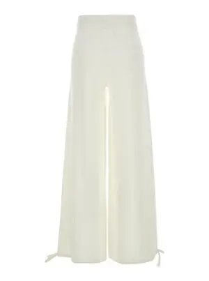 Max Mara Nigeria' Pants With Elastic Waist And Wide Leg In Wool - White