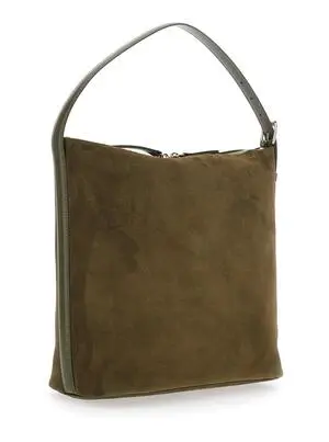 A.p.c. Vera' Brown Shoulder Bag With Top Handle And Zip Closure In Suede - Multicolor