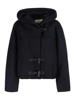 Isabel Marant Étoile Blue Jacket With Hood And Toggle Closure On The Front In Wool And Cashmere For - Multicolor