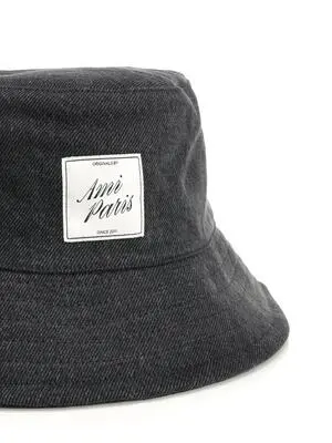 AMI Paris Denim Bucket Hat - Black