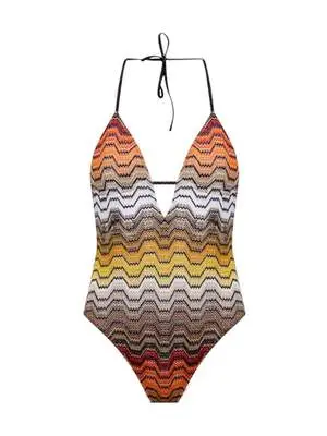 Missoni Halter-neck Swimsuit With Zigzag Pattern - Multicolor