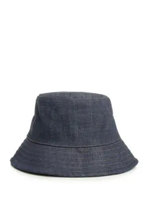 AMI Paris Topstitched Denim Bucket Hat - Blue
