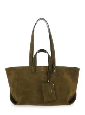 A.p.c. A.P.C. Women “Le Drummer” Green Shopper With Four Handles And Logo Lettering On The Front In Suede Woman Green