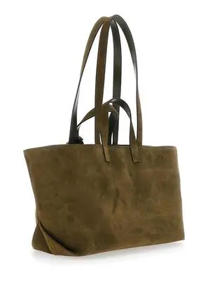 A.p.c. Le Drummer” Shopper With Four Handles And Logo Lettering On The Front In Suede - Green