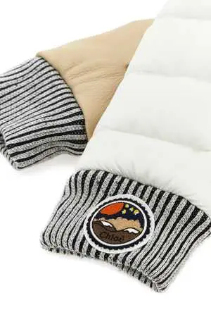 Chloé Two-tone Nylon And Leather Gloves