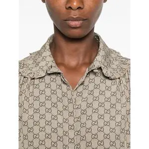 Gucci Gg Supreme Silk Shirt - Cream