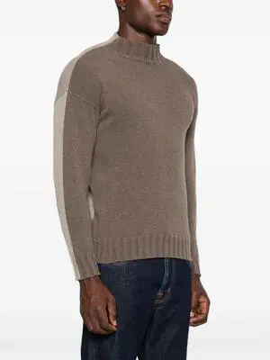 Tagliatore Bicolor Wool Sweater - Brown