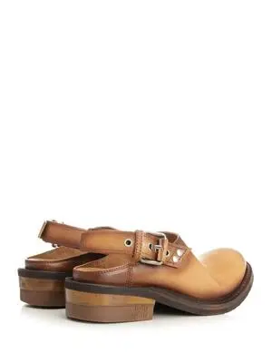 Miu Miu Leather Mules - Cream