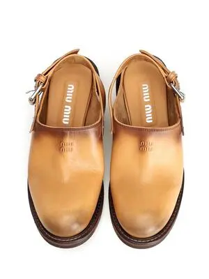 Miu Miu Leather Mules - Cream