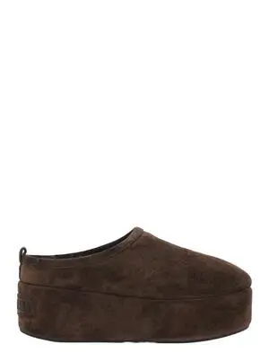 Balenciaga Balenciaga Women 'Alaska' Brown Mule With High Platform And Logo Lettering On The Front In Suede For Women Multicolor