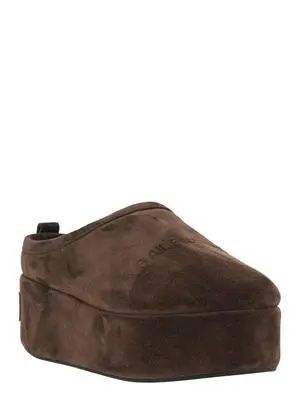 Balenciaga Alaska' Brown Mule With High Platform And Logo Lettering On The Front In Suede For - Multicolor