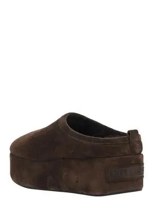Balenciaga Alaska' Brown Mule With High Platform And Logo Lettering On The Front In Suede For - Multicolor