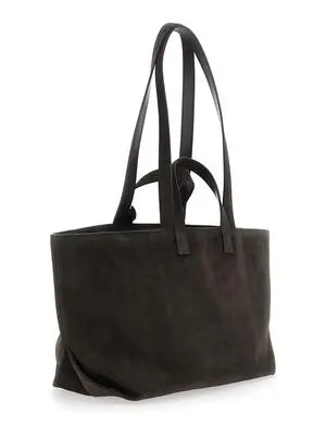 A.p.c. Le Drummer' Shopper With Four Handles And Lettering Logo On The Front In Suede - Brown