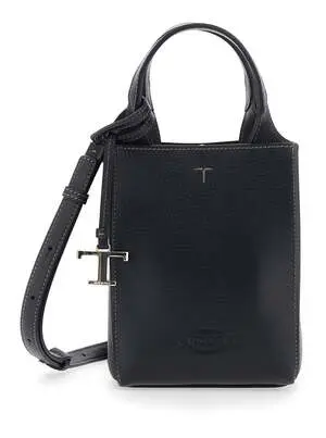 TOD'S Handbag Apa With Microfiber Details And Logo, Black - Multicolor