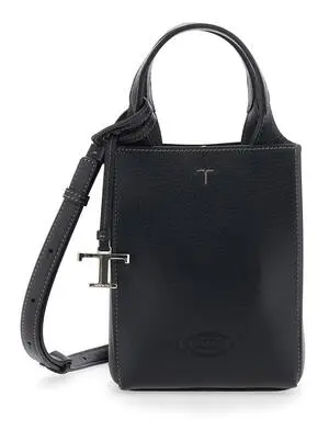 TOD'S Handbag Apa With Microfiber Details And Logo, Black - Multicolor