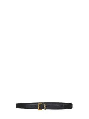 Saint Laurent Cassandre Belt With Square Buckle In Smooth Leather - Multicolor