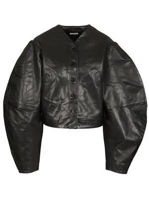 ROTATE BY BIRGER CHRISTENSEN Fitted Leather Jacket - Black