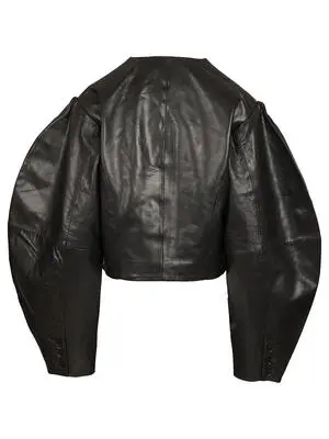 ROTATE BY BIRGER CHRISTENSEN Fitted Leather Jacket - Black