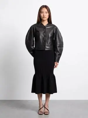 ROTATE BY BIRGER CHRISTENSEN Fitted Leather Jacket - Black