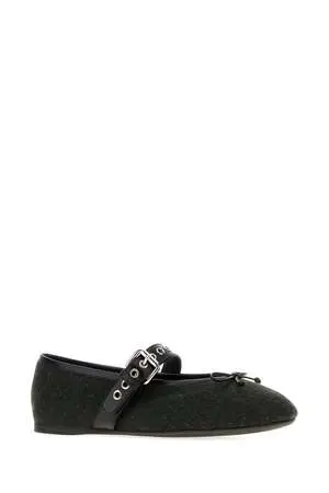 Miu Miu Bottle Flannel Ballerinas - Green