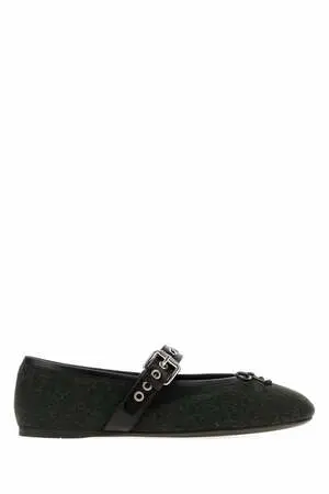 Miu Miu Flannel Ballerinas - Green