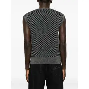 VIVIENNE WESTWOOD Checkerboard Knit Sleeveless Vest - Gray