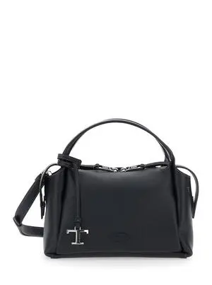TOD'S Shoulder Bag With T Plaque On The Front And Adjustable And Removable Strap In Leather For - Black