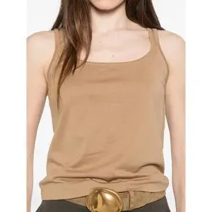 Max Mara Cotton Scoop Neck Tank Top - Cream