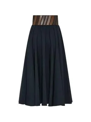 Alaïa Wool Skirt With Leather Inserts