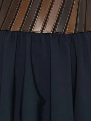 Alaïa Wool Skirt With Leather Inserts