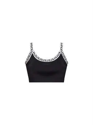 Versace Black Knit Cropped Top With Jacquard Details - Multicolor