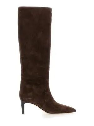 Paris Texas Brown Boots With Pointed Toe And Stiletto Heel In Suede - Multicolor