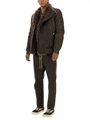 Rick Owens Leather Bomber Jacket - Gray