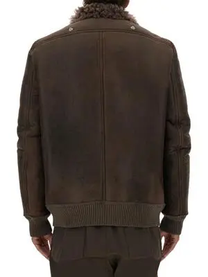 Rick Owens Leather Bomber Jacket - Gray