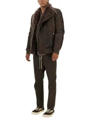 Rick Owens Leather Bomber Jacket - Gray