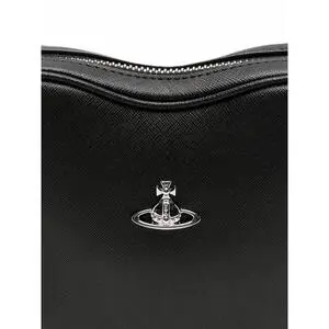 VIVIENNE WESTWOOD Saffiano Leather Heart Tote Bag - Black