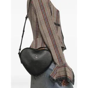 VIVIENNE WESTWOOD Saffiano Leather Heart Tote Bag - Black