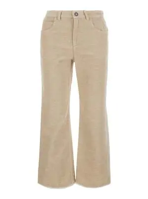 Isabel Marant Étoile Ruthie' White Pants With Logo Patch On The Back In Corduroy For - Multicolor