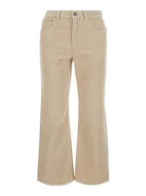 Isabel Marant Étoile Ruthie' White Pants With Logo Patch On The Back In Corduroy For - Multicolor