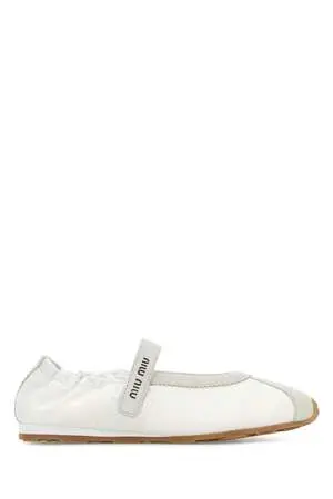 Miu Miu Suede And Fabric Ballerinas - White