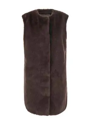 Herno Fur With Round Collar In Faux Fur - Brown