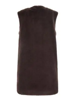 Herno Faux Fur Round Collar Vest - Brown