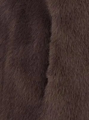 Herno Faux Fur Round Collar Vest - Brown