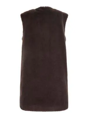 Herno Faux Fur Round Collar Vest - Brown