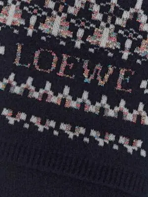 Loewe Rectangular Wool-blend Scarf With Jacquard Logo