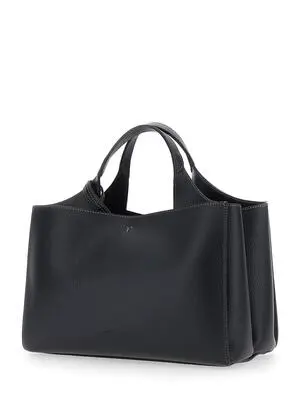 TOD'S Black Handbag With T Plate On The Front And Adjustable Strap In Leather For - Multicolor